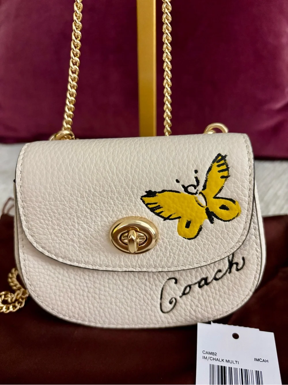 Coach | Bags | Nwt Coach Cam82 Chalk Multi Butterfly Sketch Turnlock ...